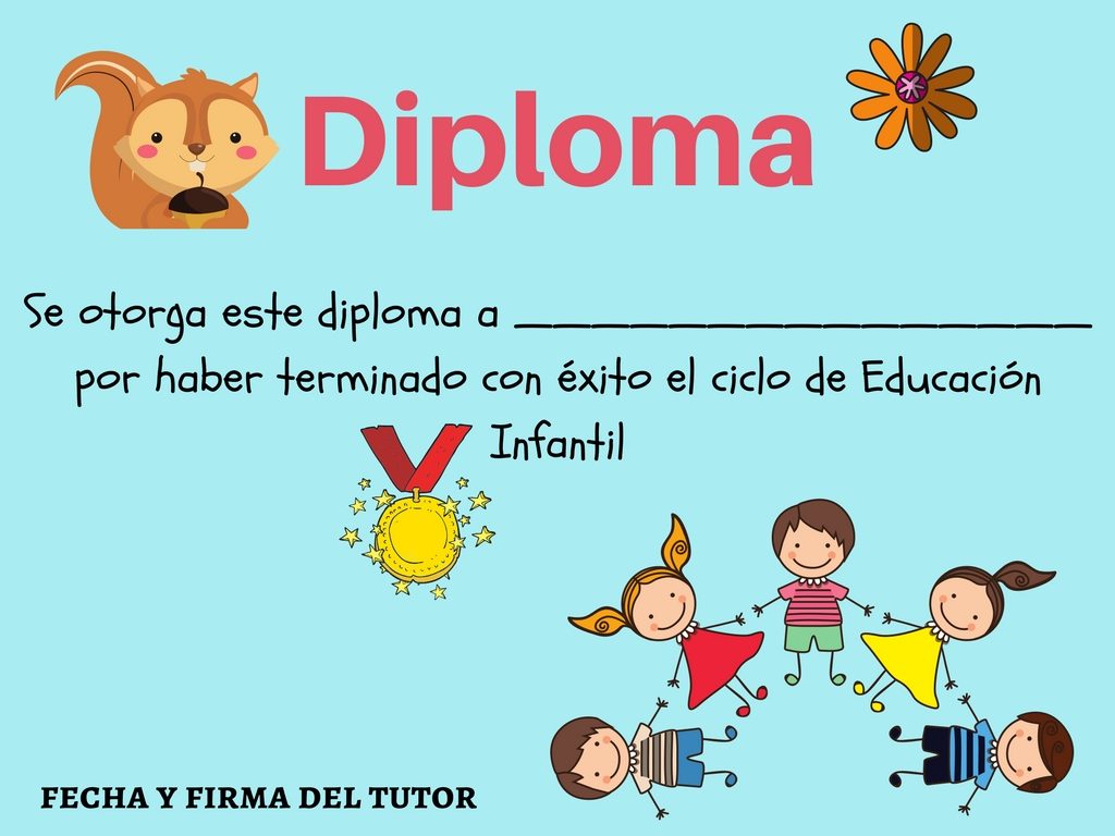 Colección de DIPLOMAS infantiles para fin de curso: Editar e imprimir