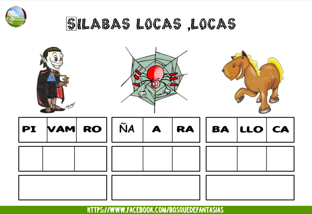 Fichas de SÍLABAS para jugar a las SÍLABAS LOCAS