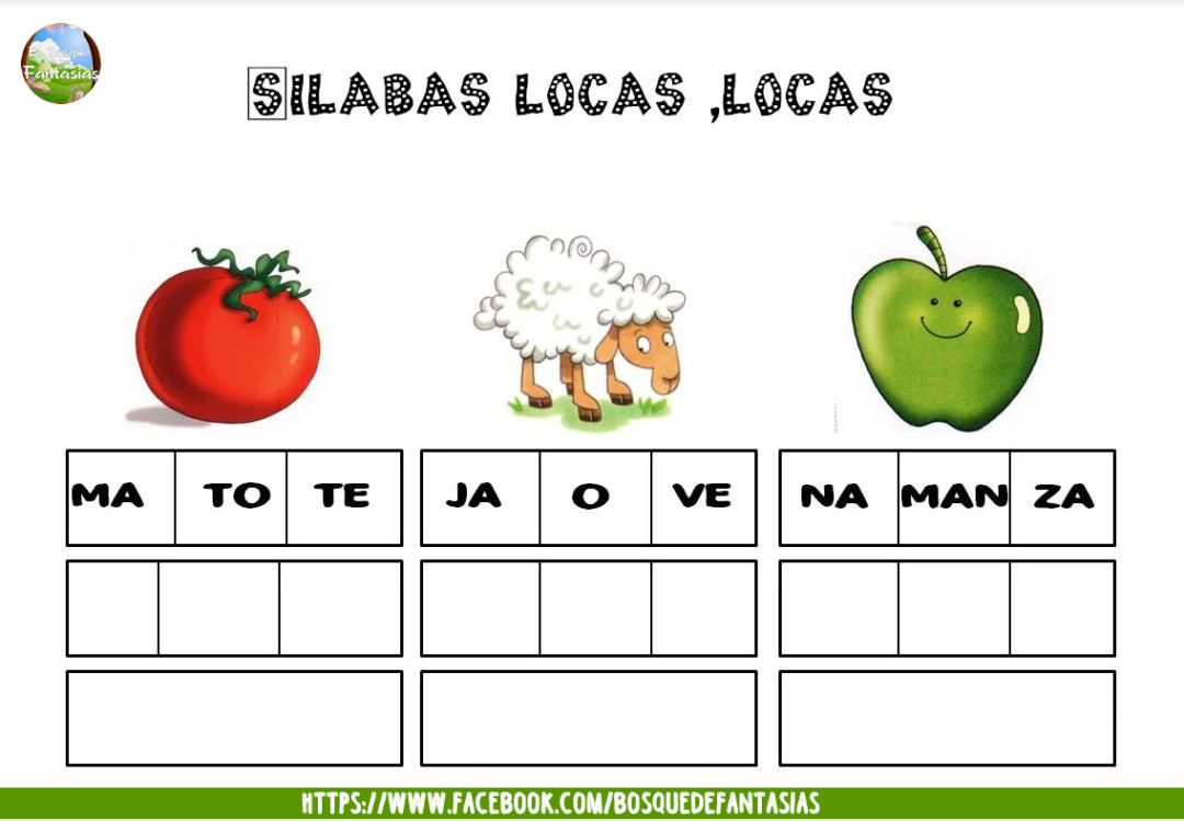Fichas de SÍLABAS para jugar a las SÍLABAS LOCAS