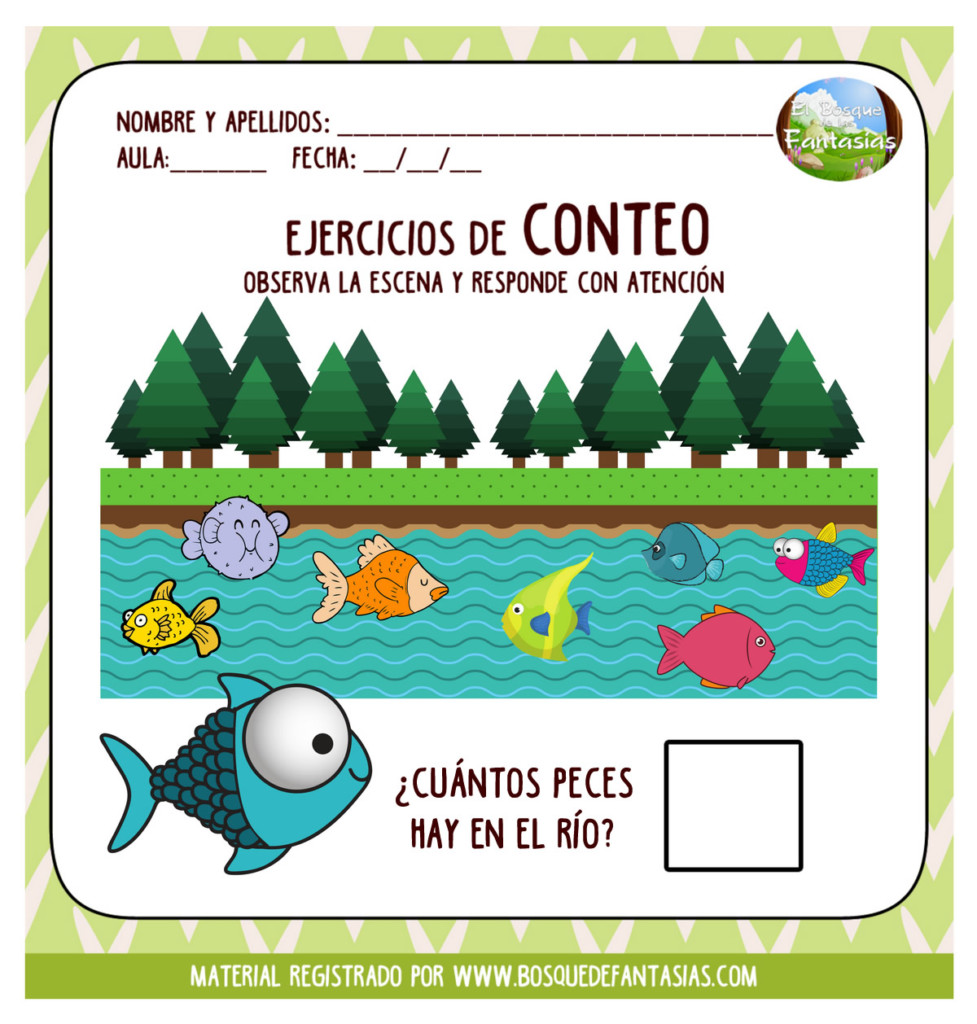 Ejercicios de CONTEO para preescolar en PDF gratuito
