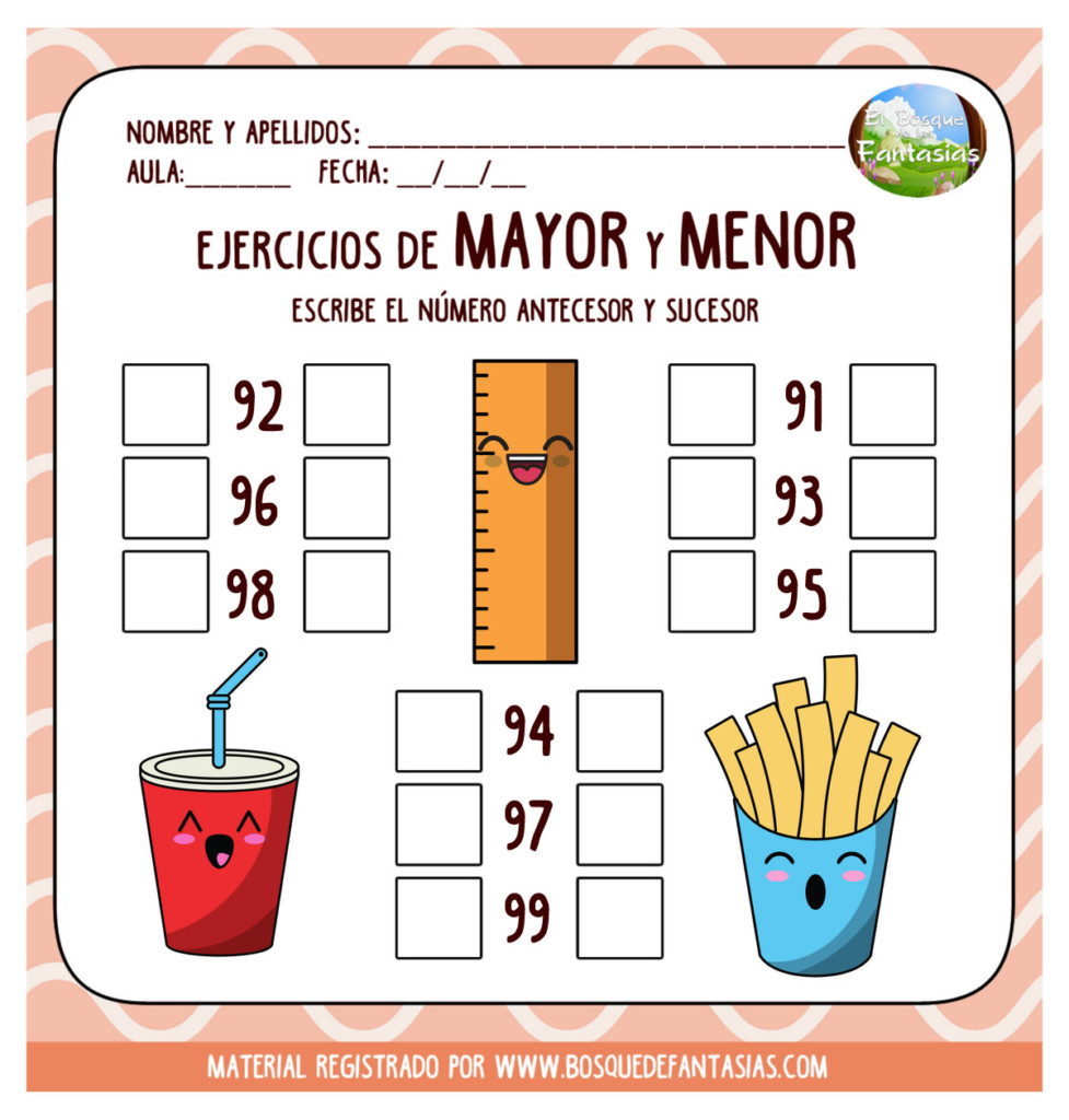 Ejercicios Mayor Y Menor Hoja 9 Juegos Infantiles