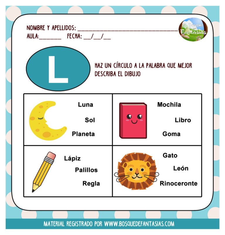 Fichas de VOCABULARIO con las letras del abecedario