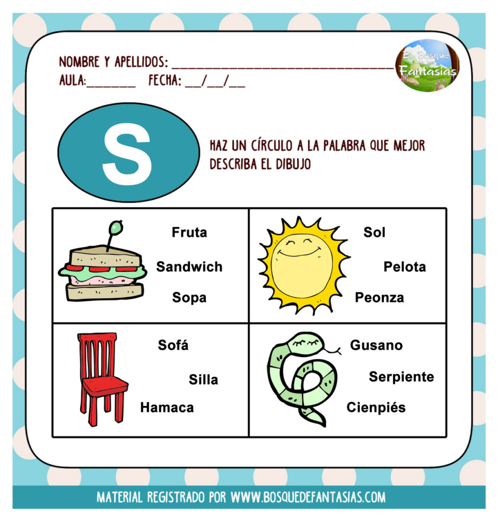 Fichas de VOCABULARIO con las letras del abecedario