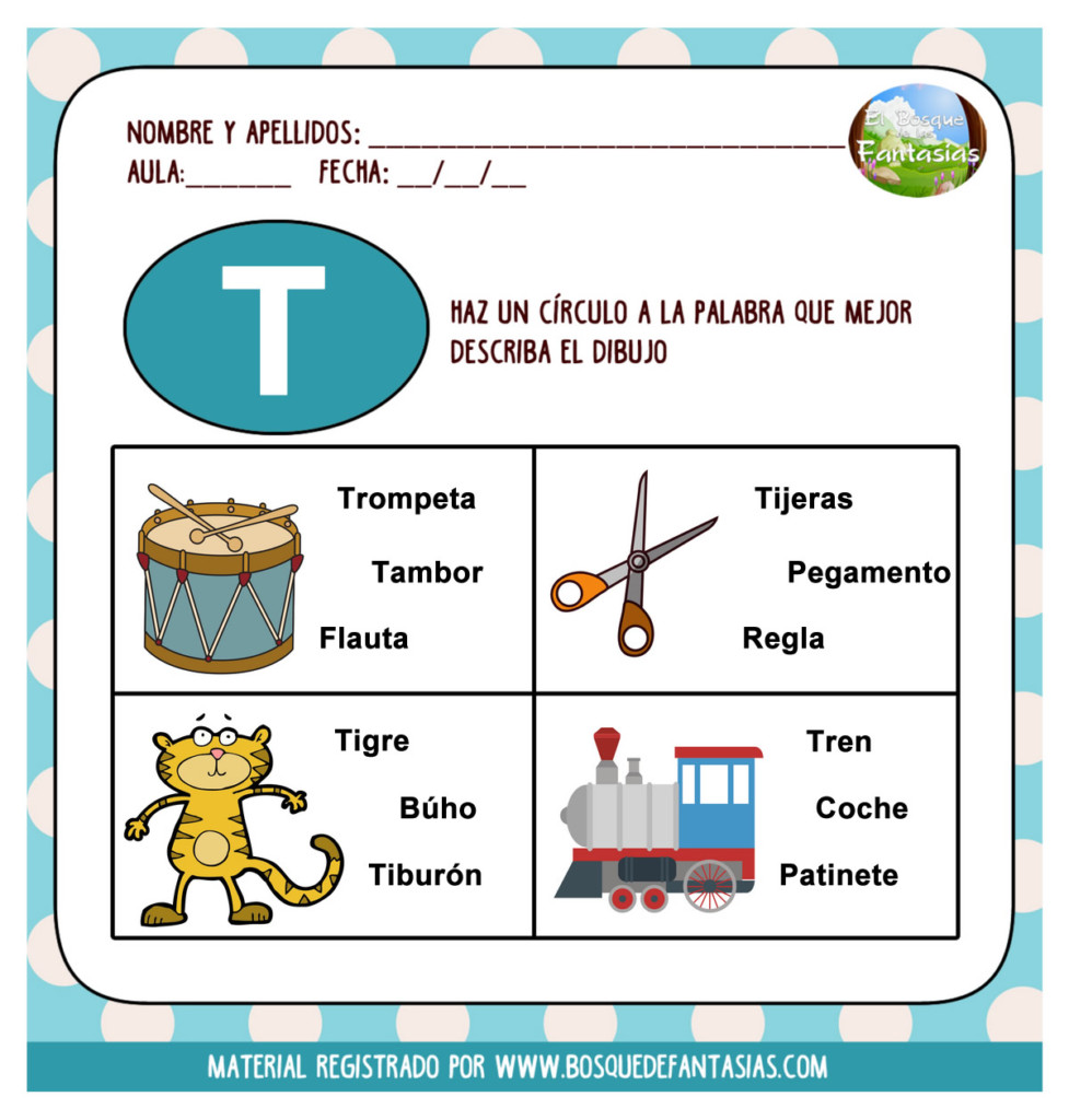 Fichas de VOCABULARIO con las letras del abecedario