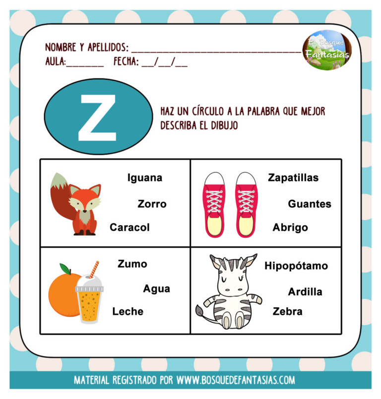 Fichas de VOCABULARIO con las letras del abecedario