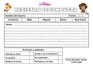 Fichas de REGISTROS de CONDUCTA para aulas
