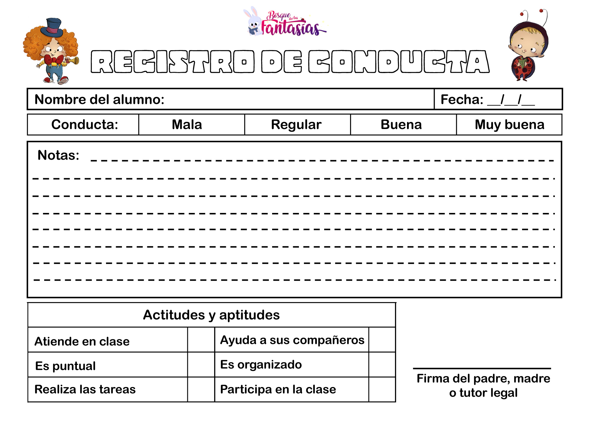 REGISTROS DE CONDUCTA FICHA 3 - Juegos infantiles