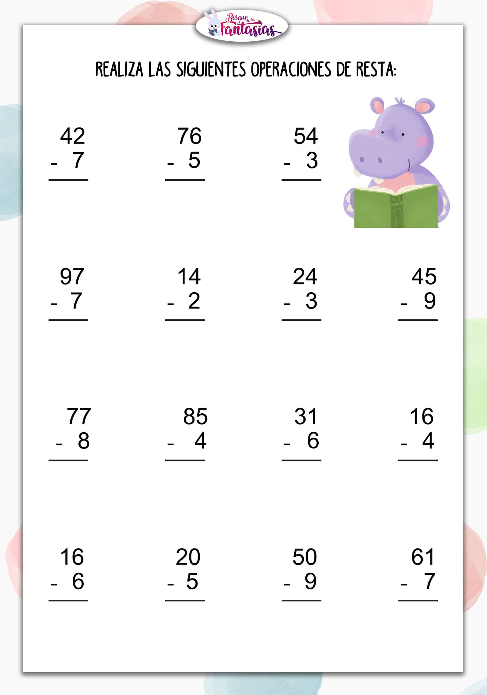 cuadernillo aprende a restar hoja 6 - Juegos infantiles