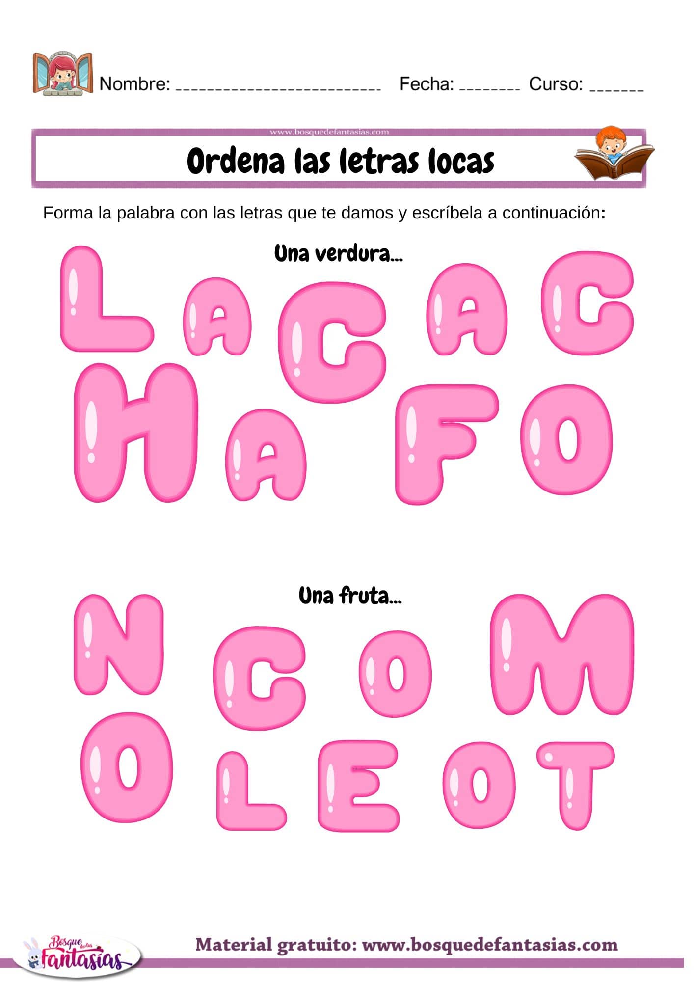 letras locas hoja 6 - Juegos infantiles