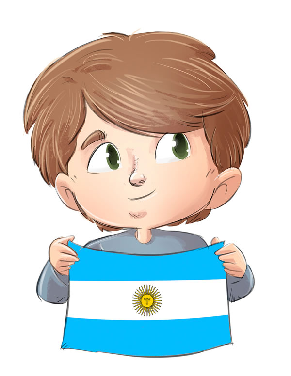 niño con bandera de argentina - Juegos infantiles