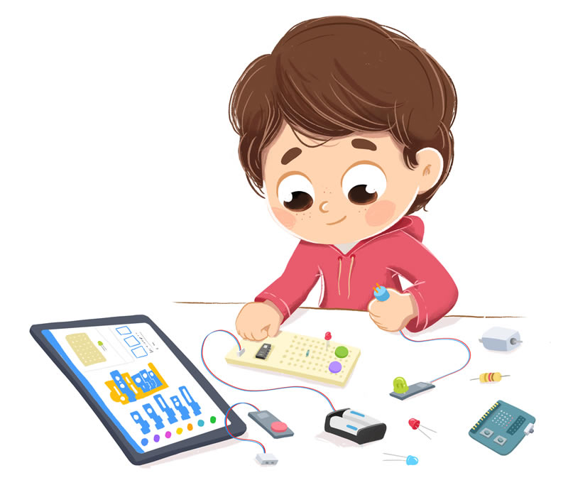 niño con componentes electronicos - Juegos infantiles