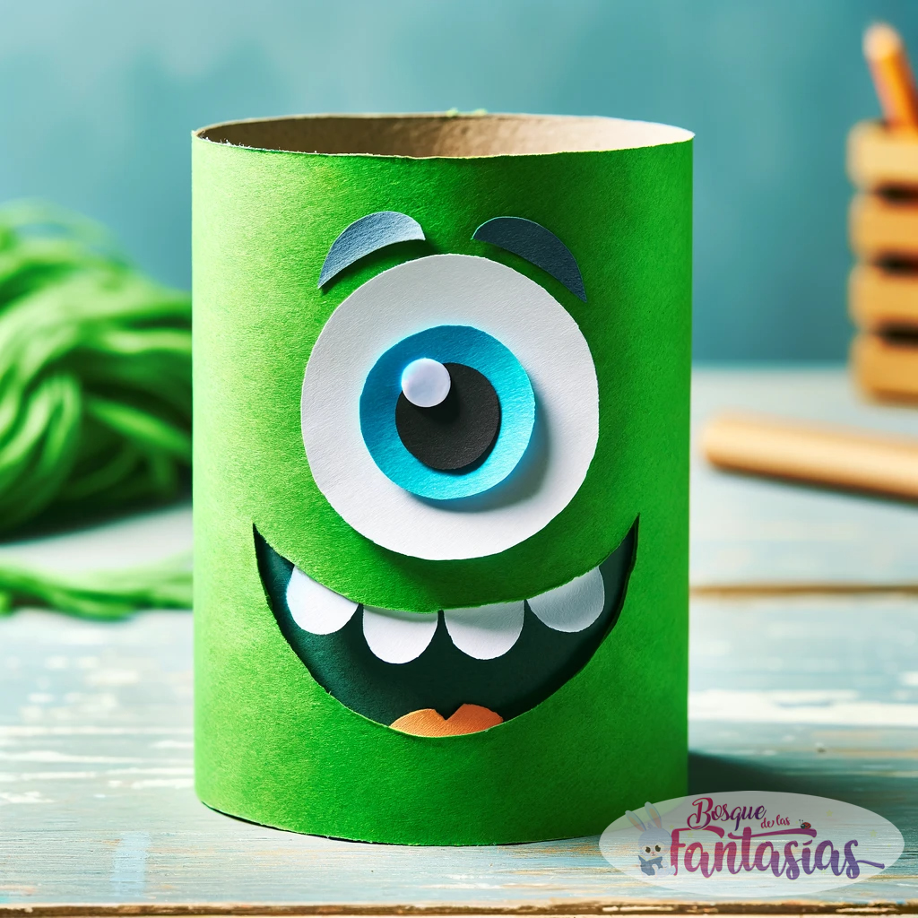 Mike Wazowski hecho con rollos de carton - Juegos infantiles